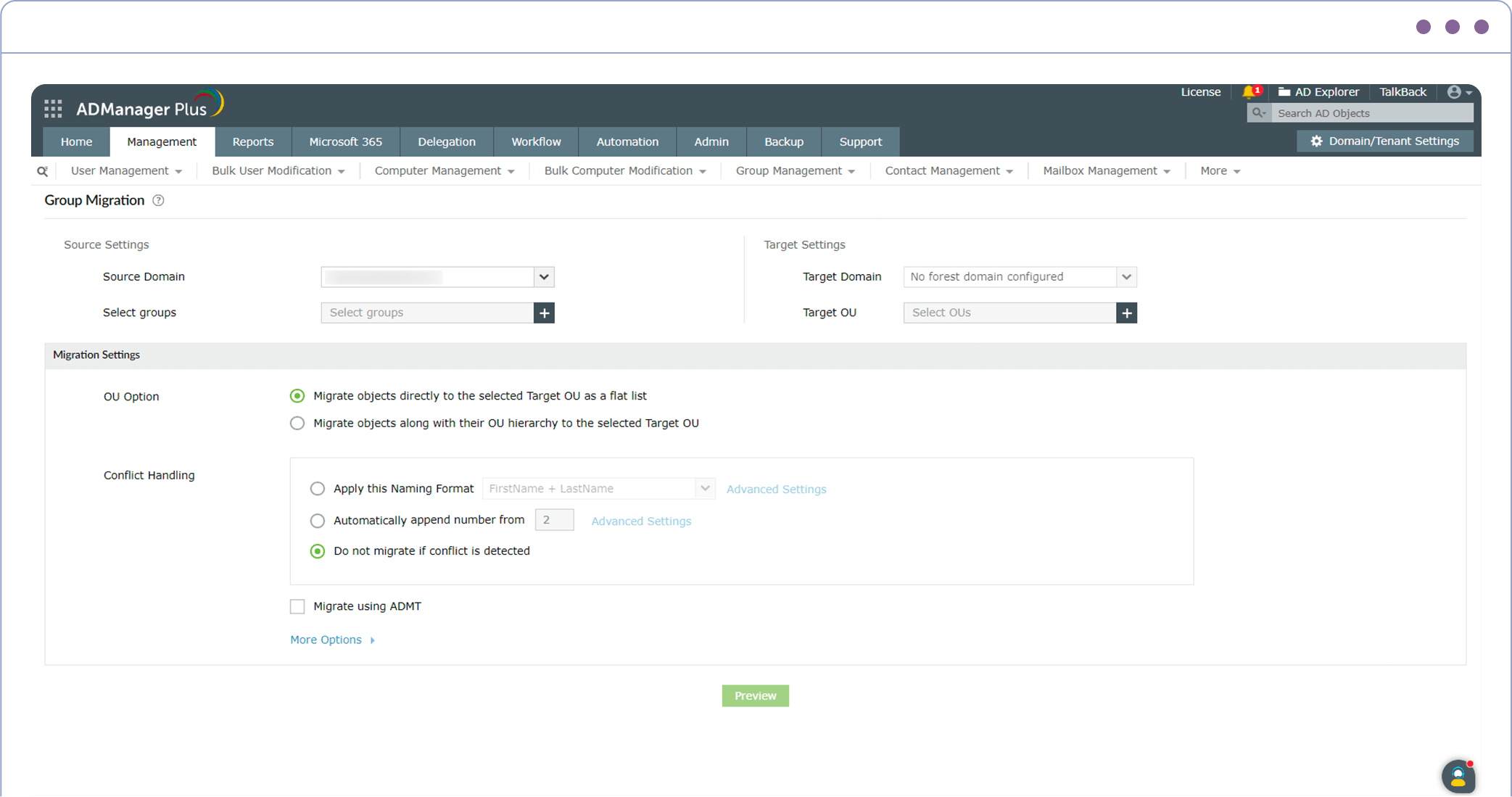 Outil de migration Active Directory | ADManager Plus