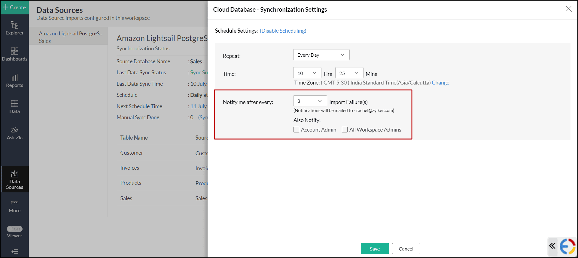 Importing data from Amazon Lightsail PostgreSQL | Analytics Plus