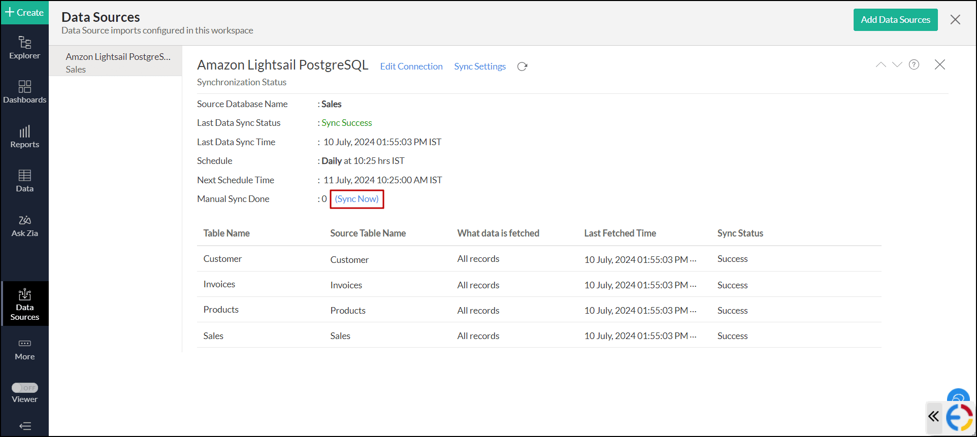 Importing data from Amazon Lightsail PostgreSQL | Analytics Plus