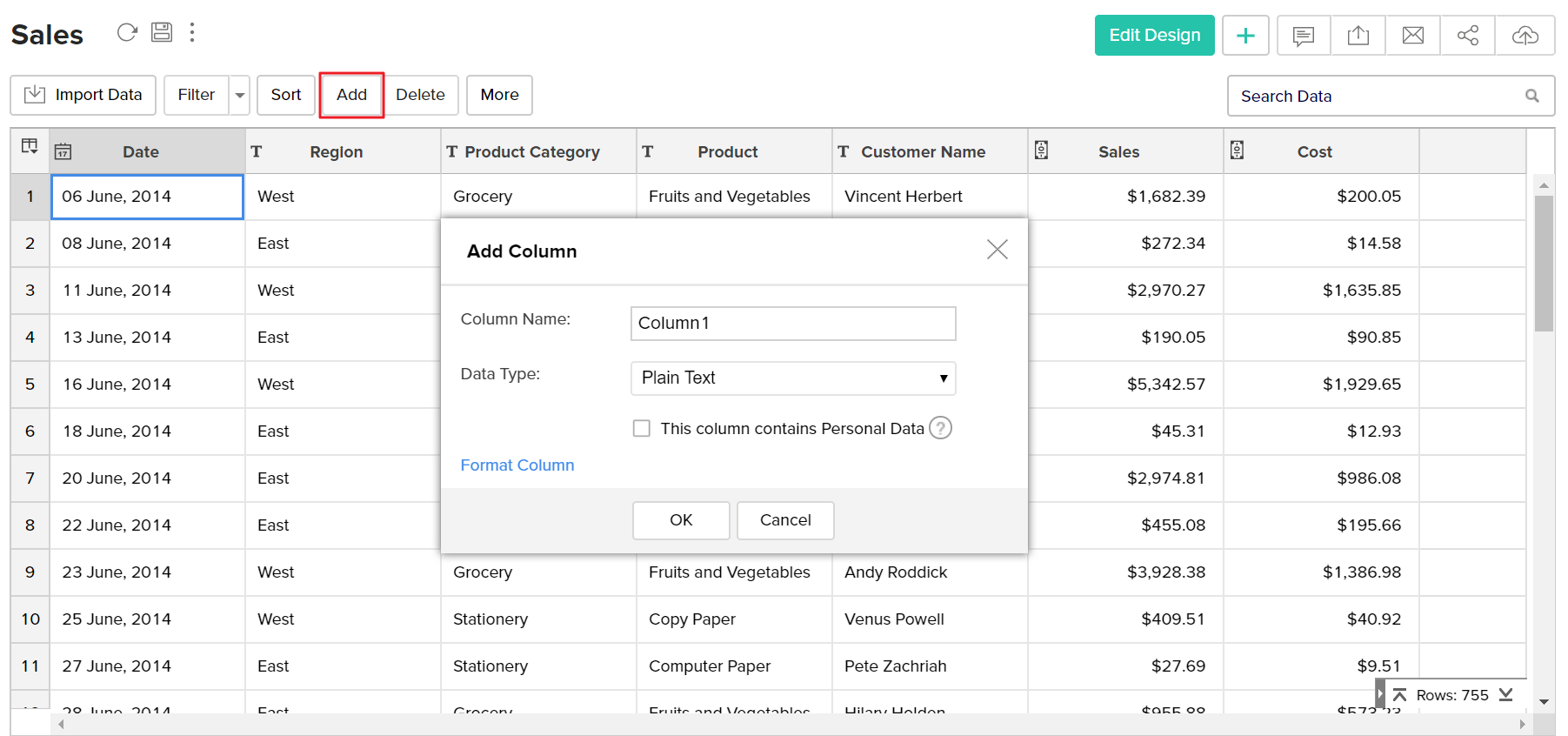 Add Rows and Columns | Analytics Plus Cloud