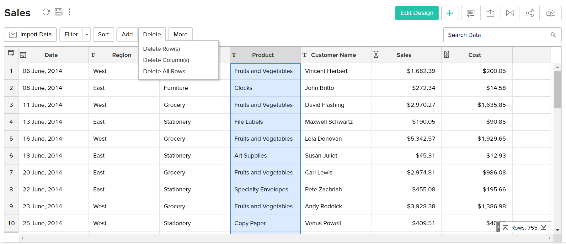 Add Rows and Columns | Analytics Plus Cloud