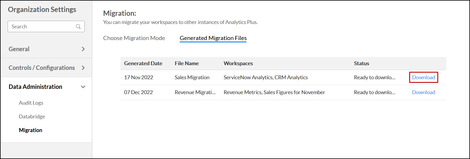 Migration | Analytics Plus Cloud