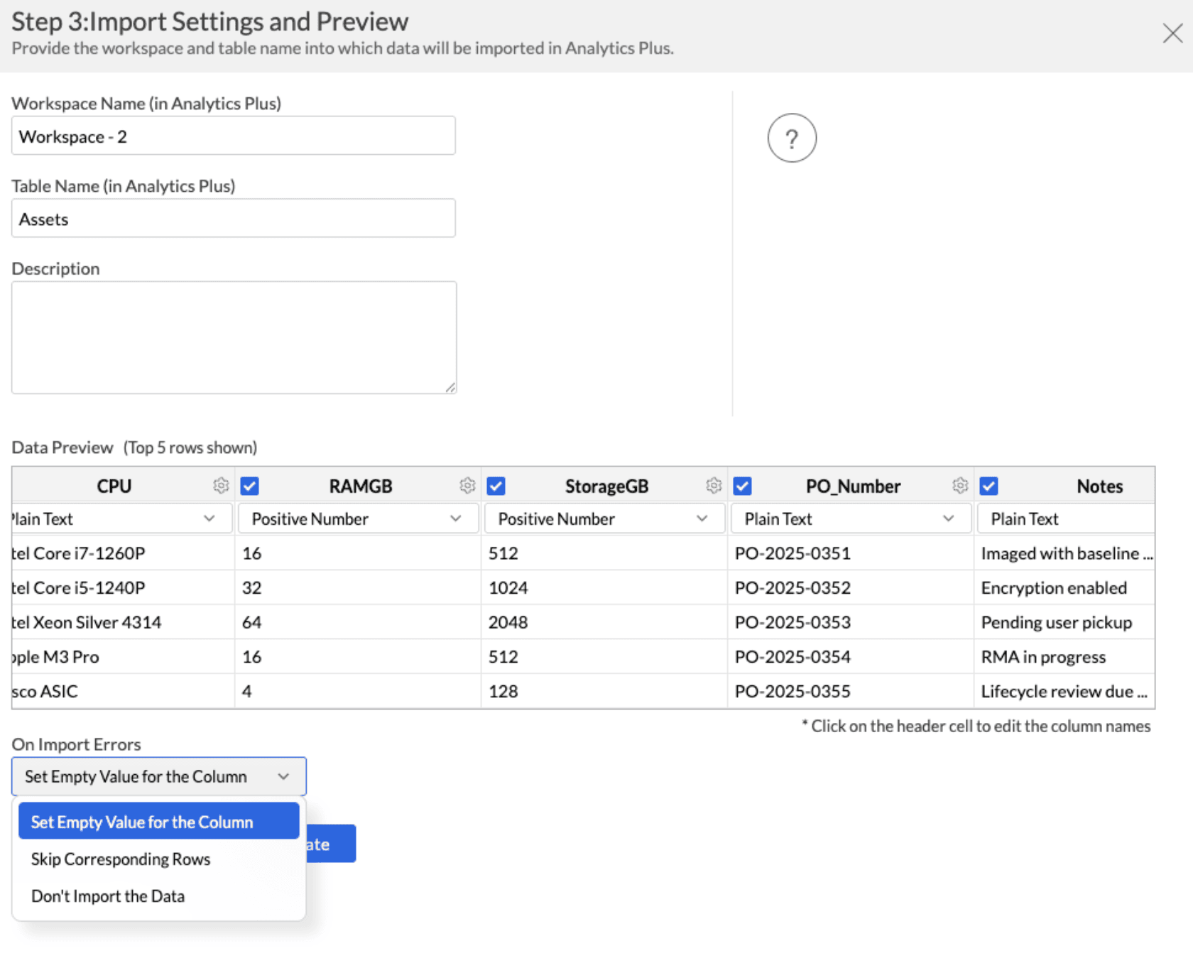 Import data from OLEDB | Analytics Plus Cloud