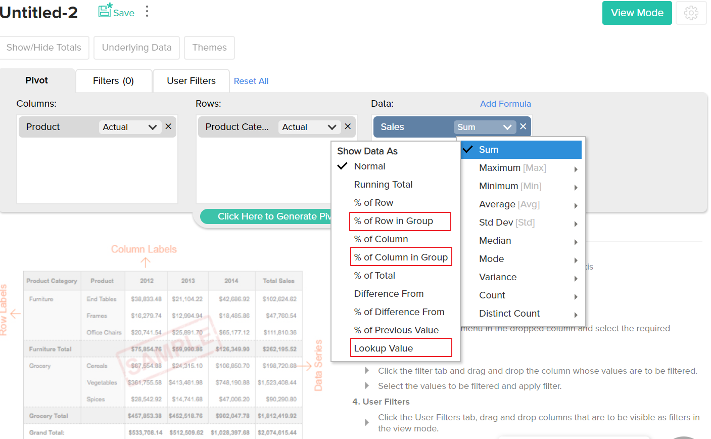 Creating Pivot Tables | Analytics Plus Cloud