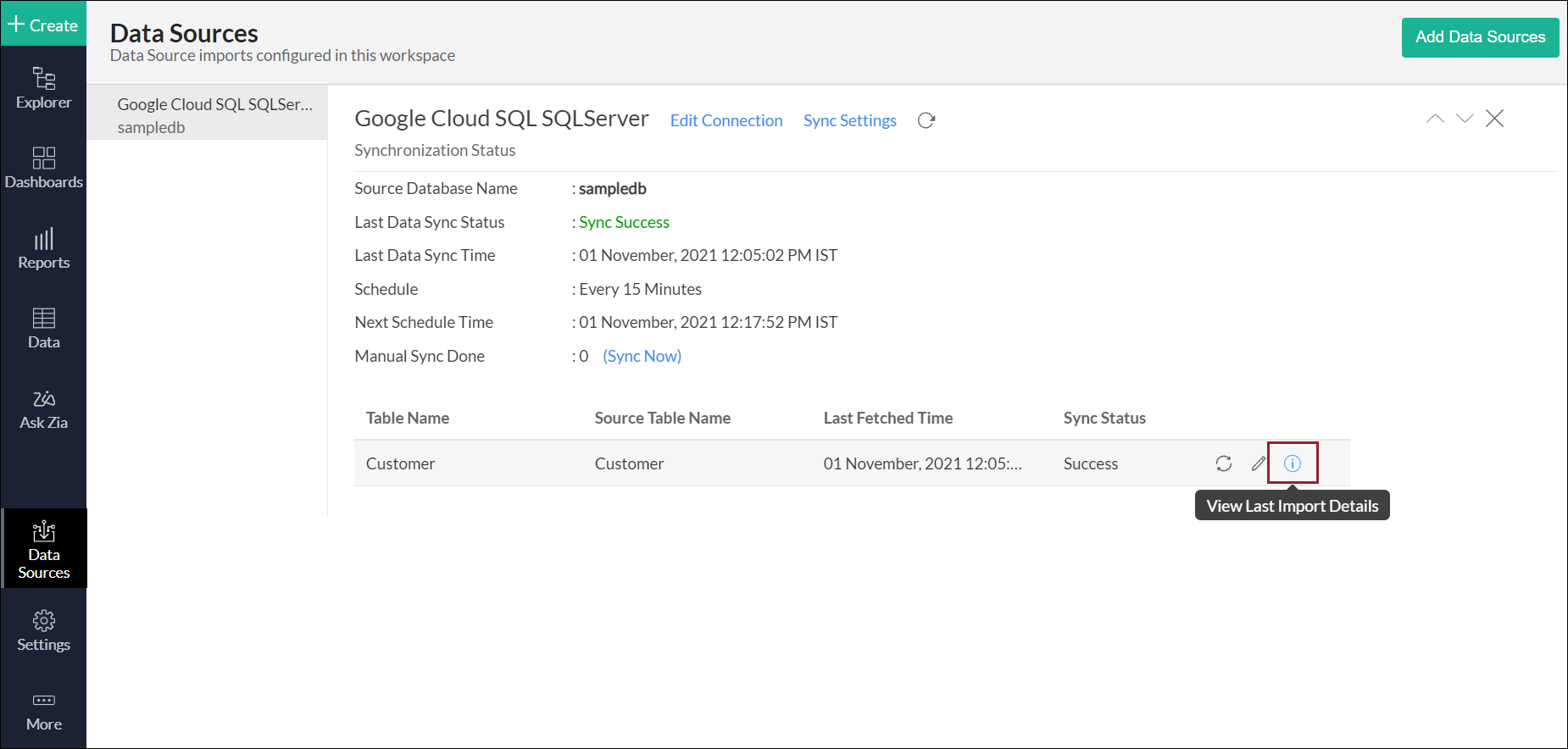 Import from Google Cloud SQL MS SQL Server| Analytics Plus