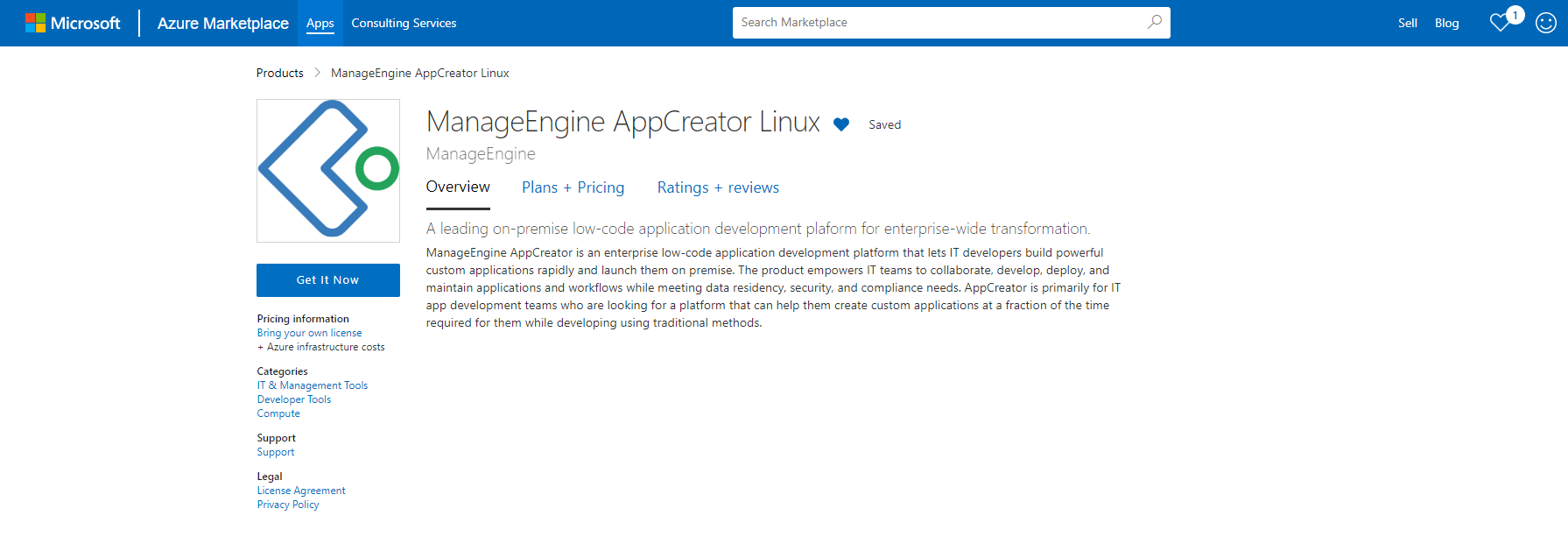 Installing on Azure | ManageEngine AppCreator Help