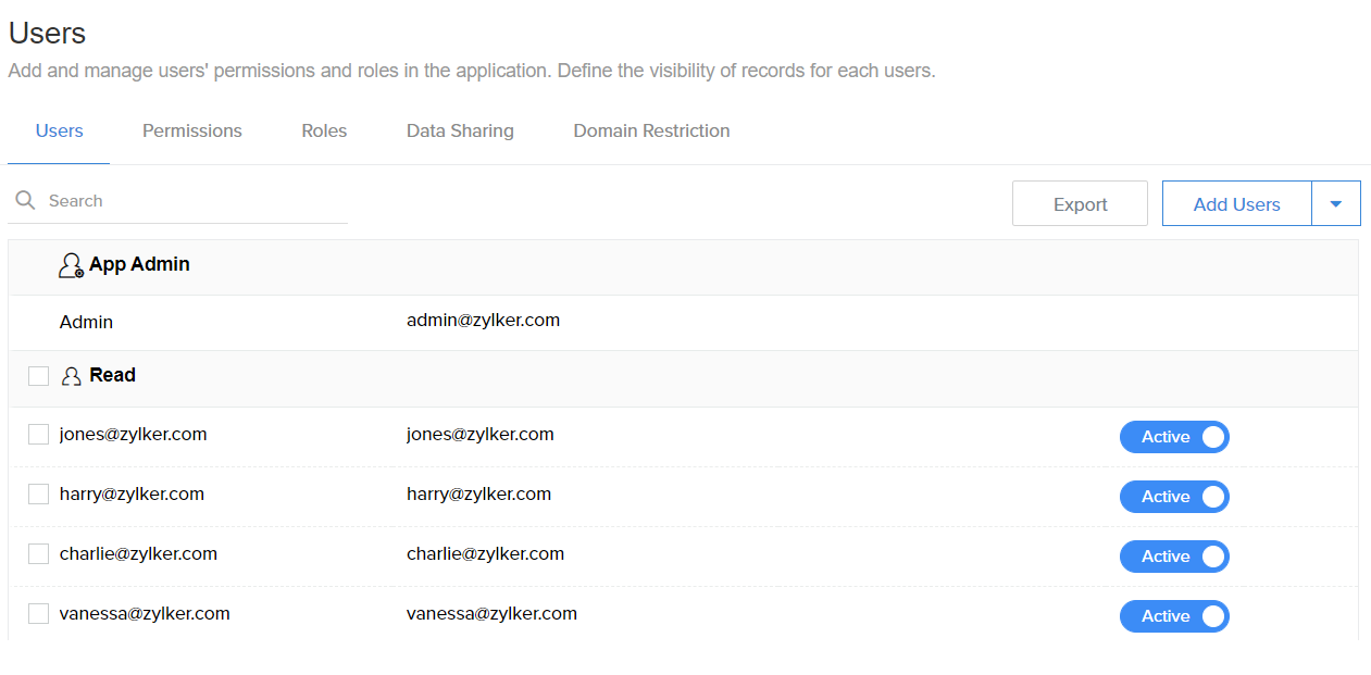Export Users | ManageEngine AppCreator Help