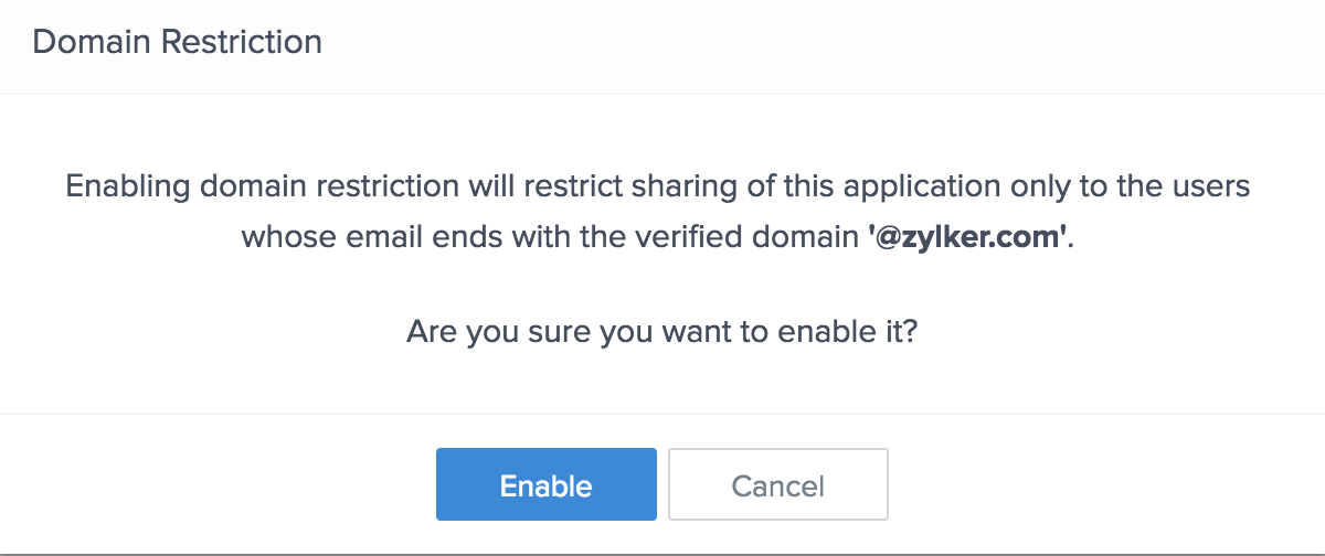 Configure domain restriction | ManageEngine AppCreator Help