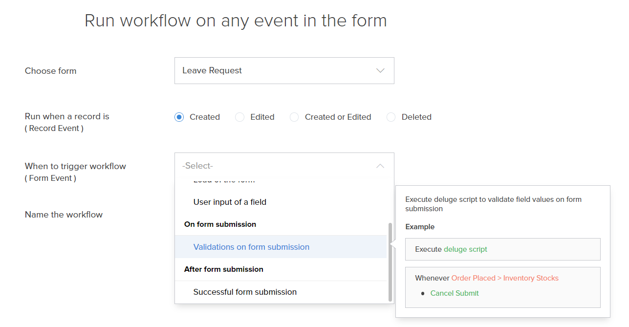 Configure Deluge Script On Validate Manageengine Appcreator Help