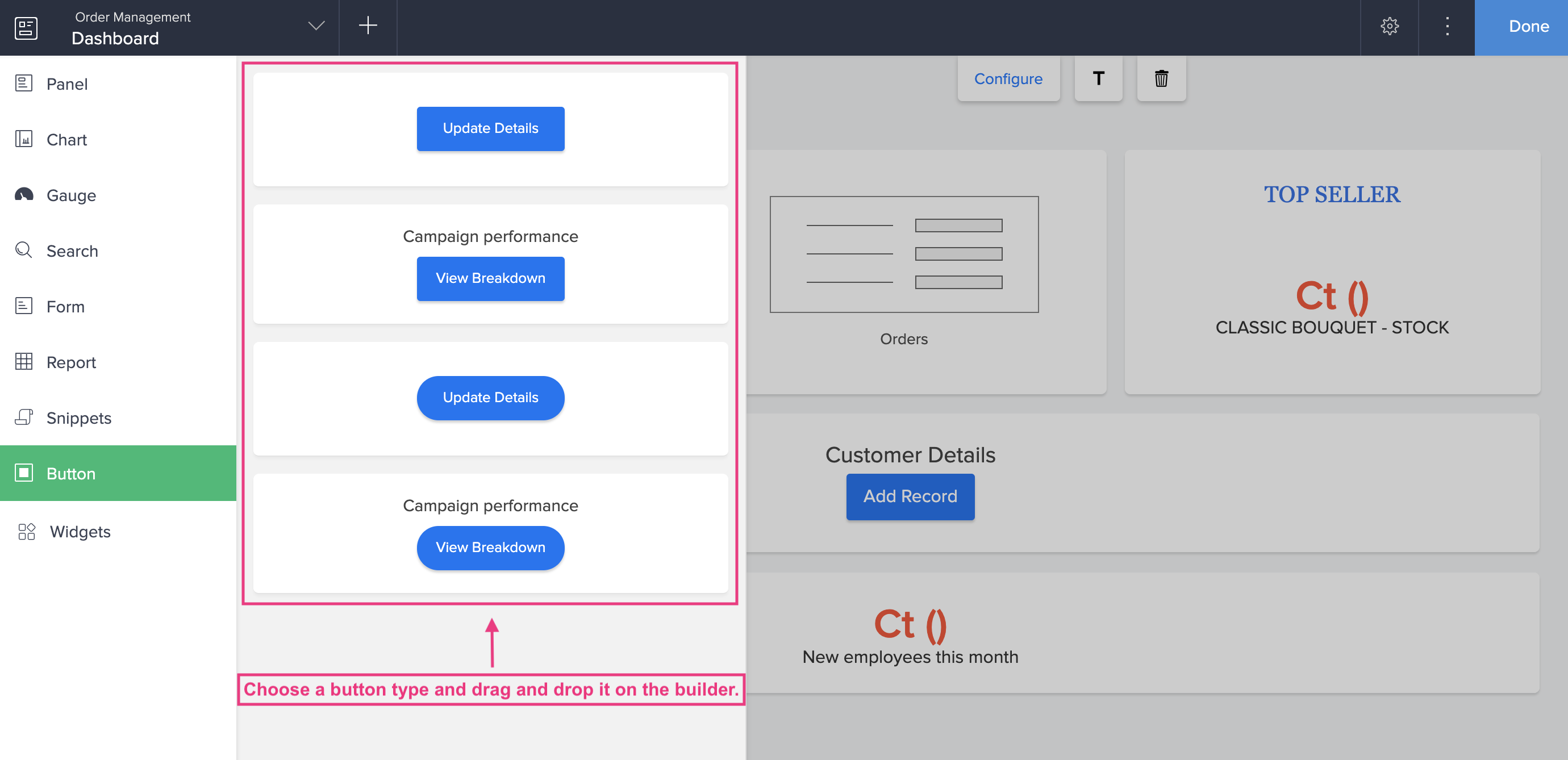 Add a Button Panel to a Page | ManageEngine AppCreator Help