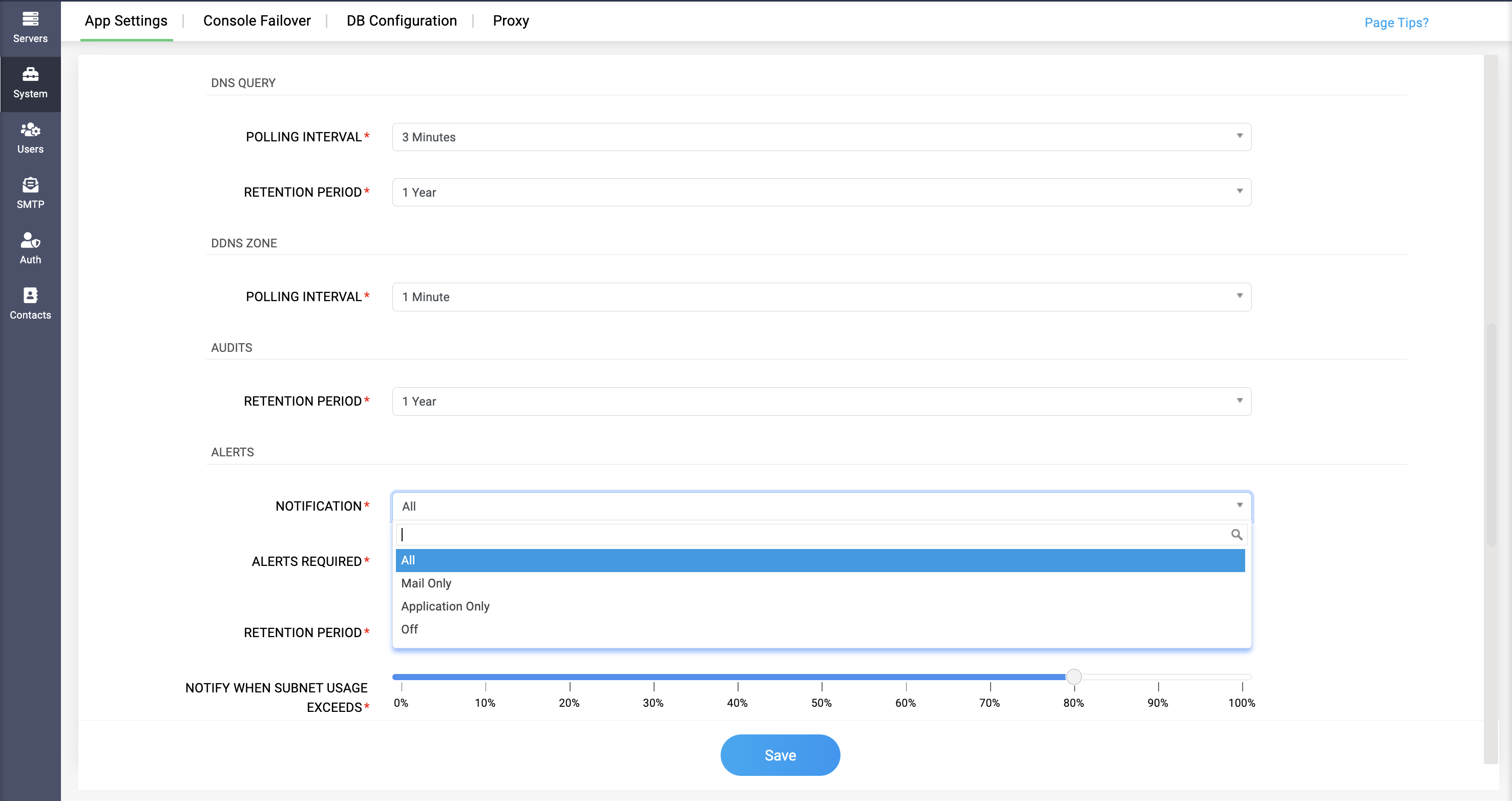 DDI Central System Settings
