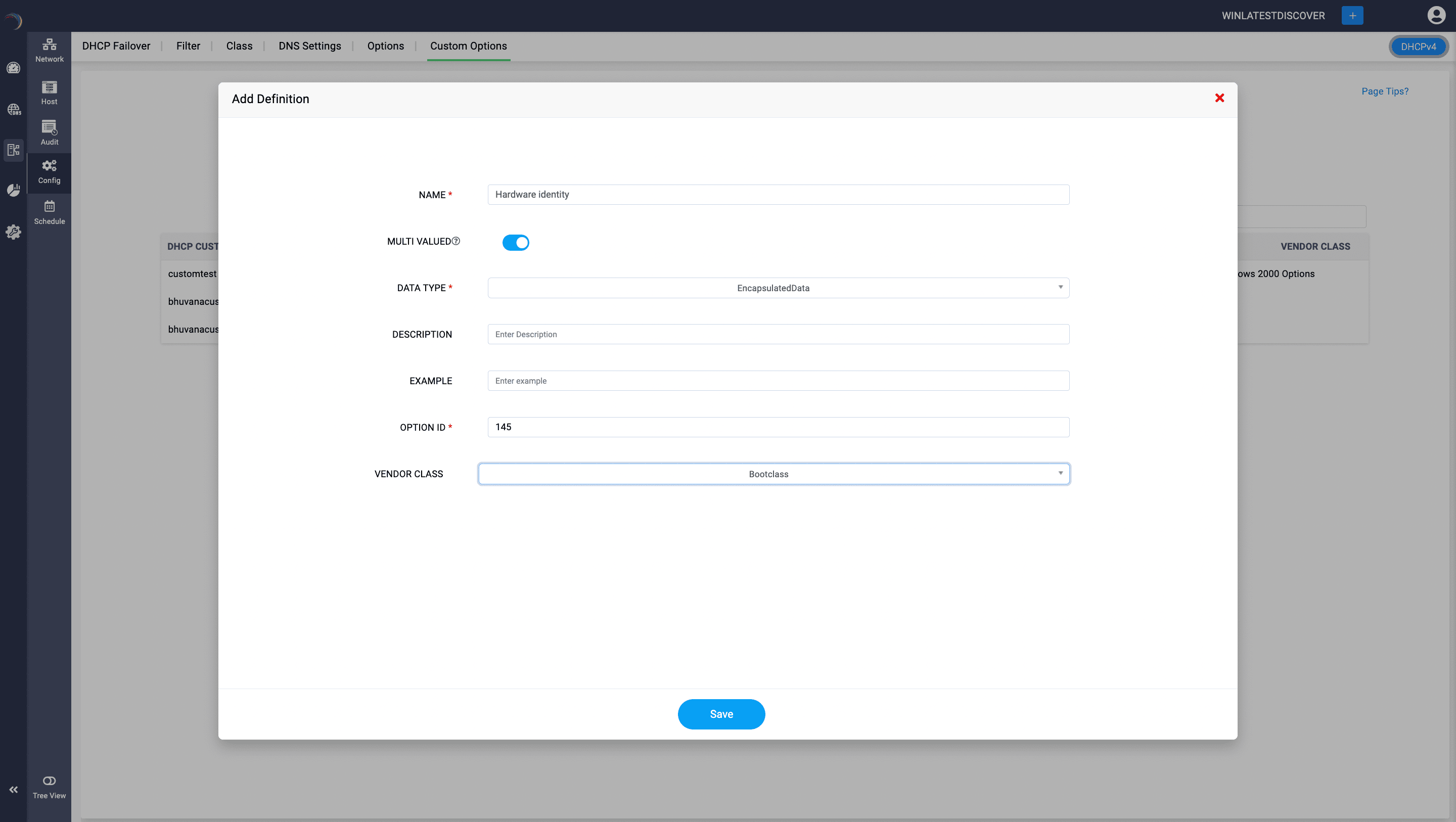 Configuring custom options