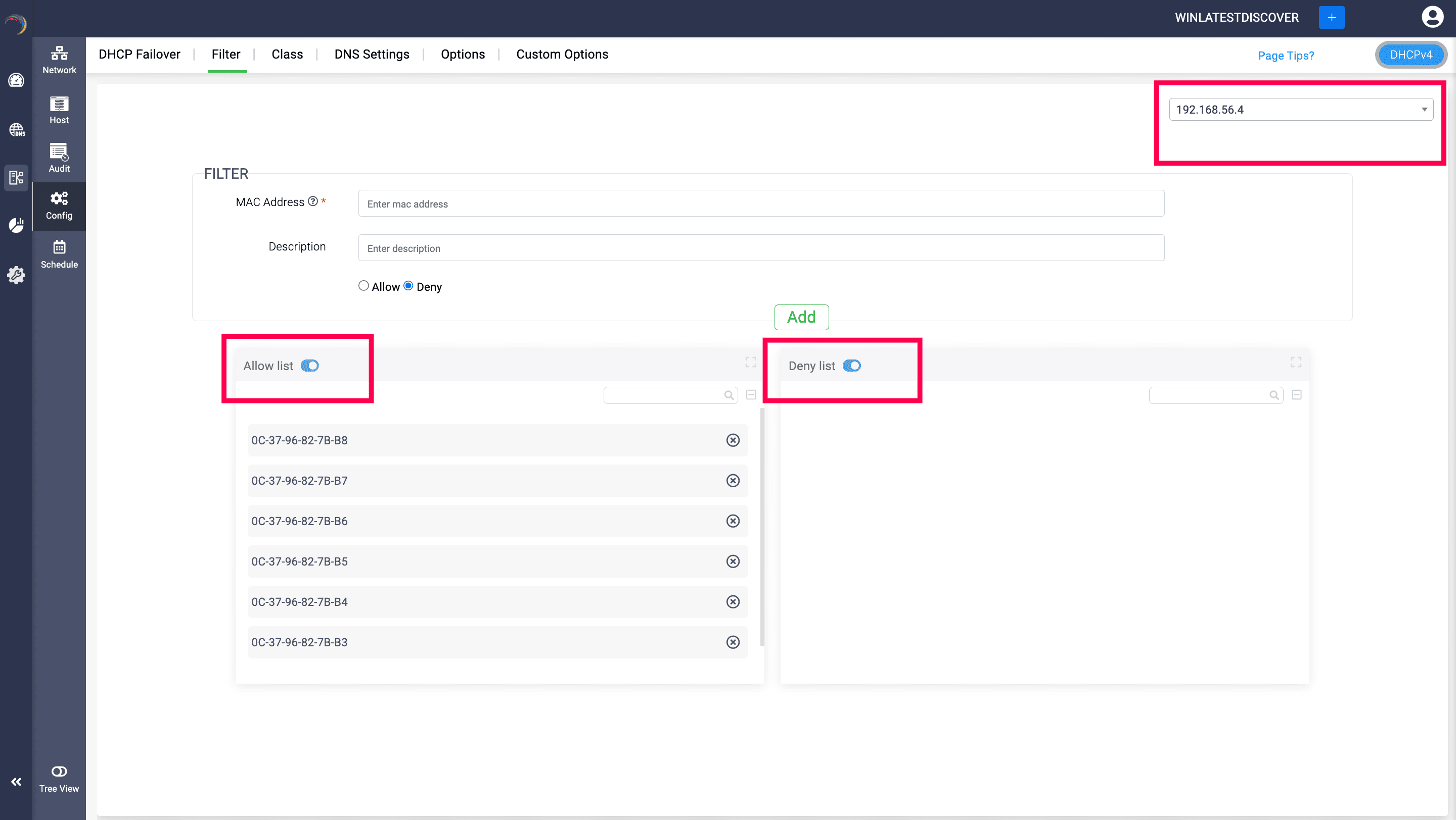 Configuring DHCP filters