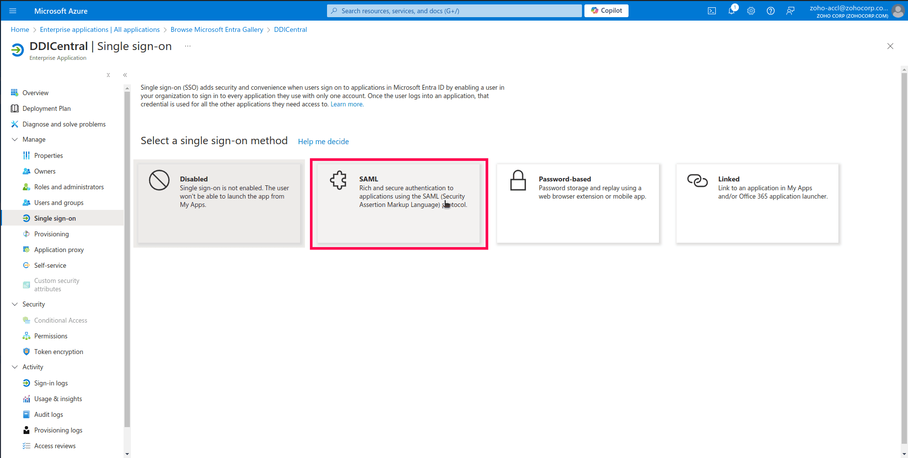 Configuring SAML authentication