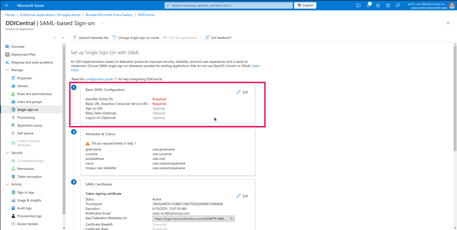 Configuring SAML authentication