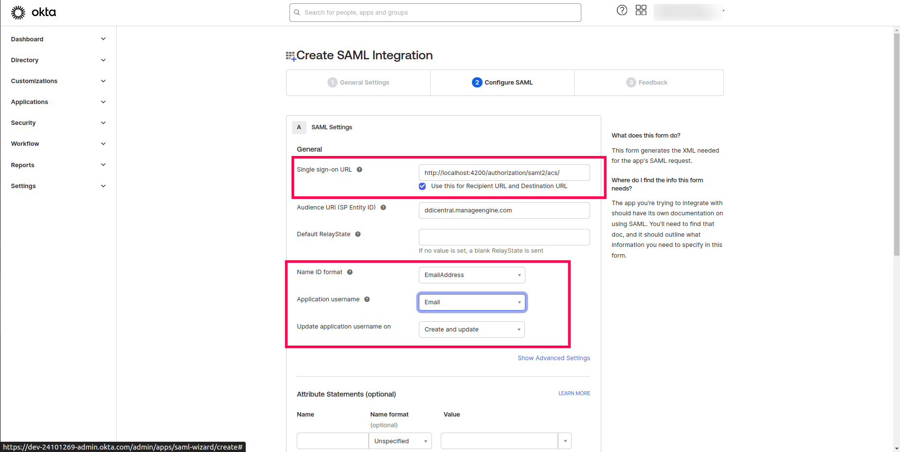 Configuring SAML authentication