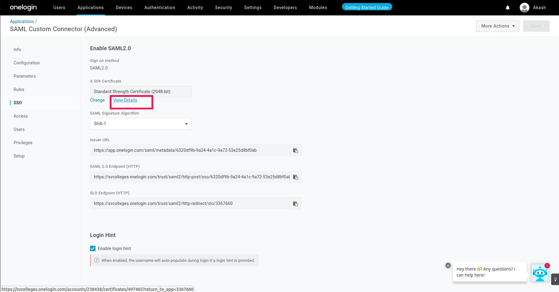 Configuring SAML authentication