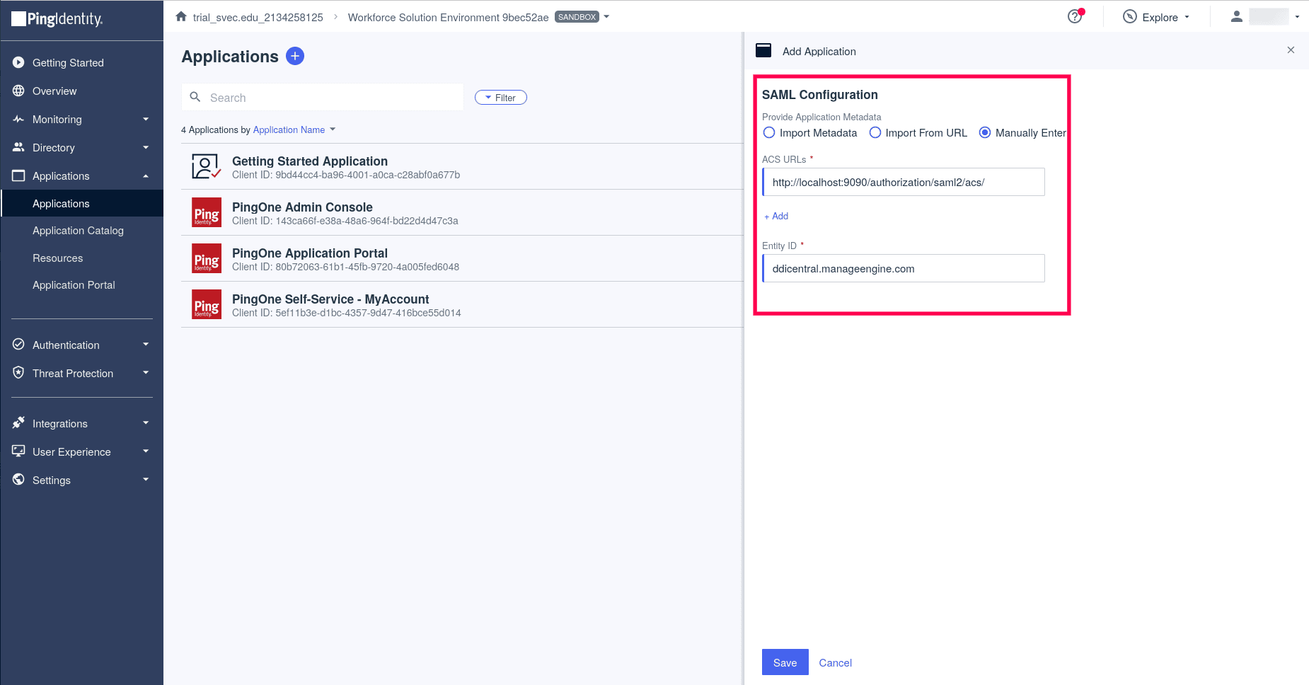 Configuring SAML authentication
