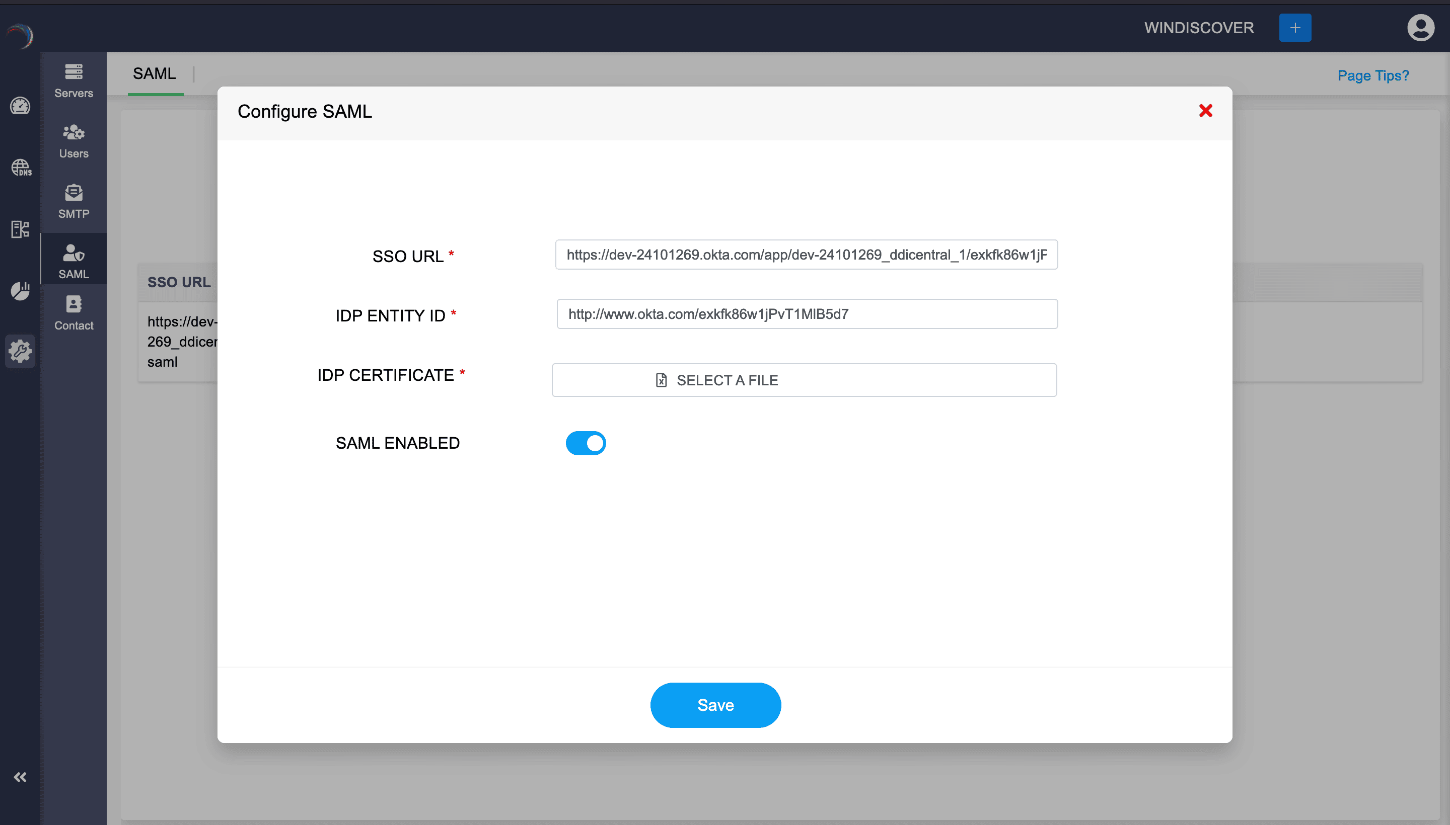 Configuring SAML authentication