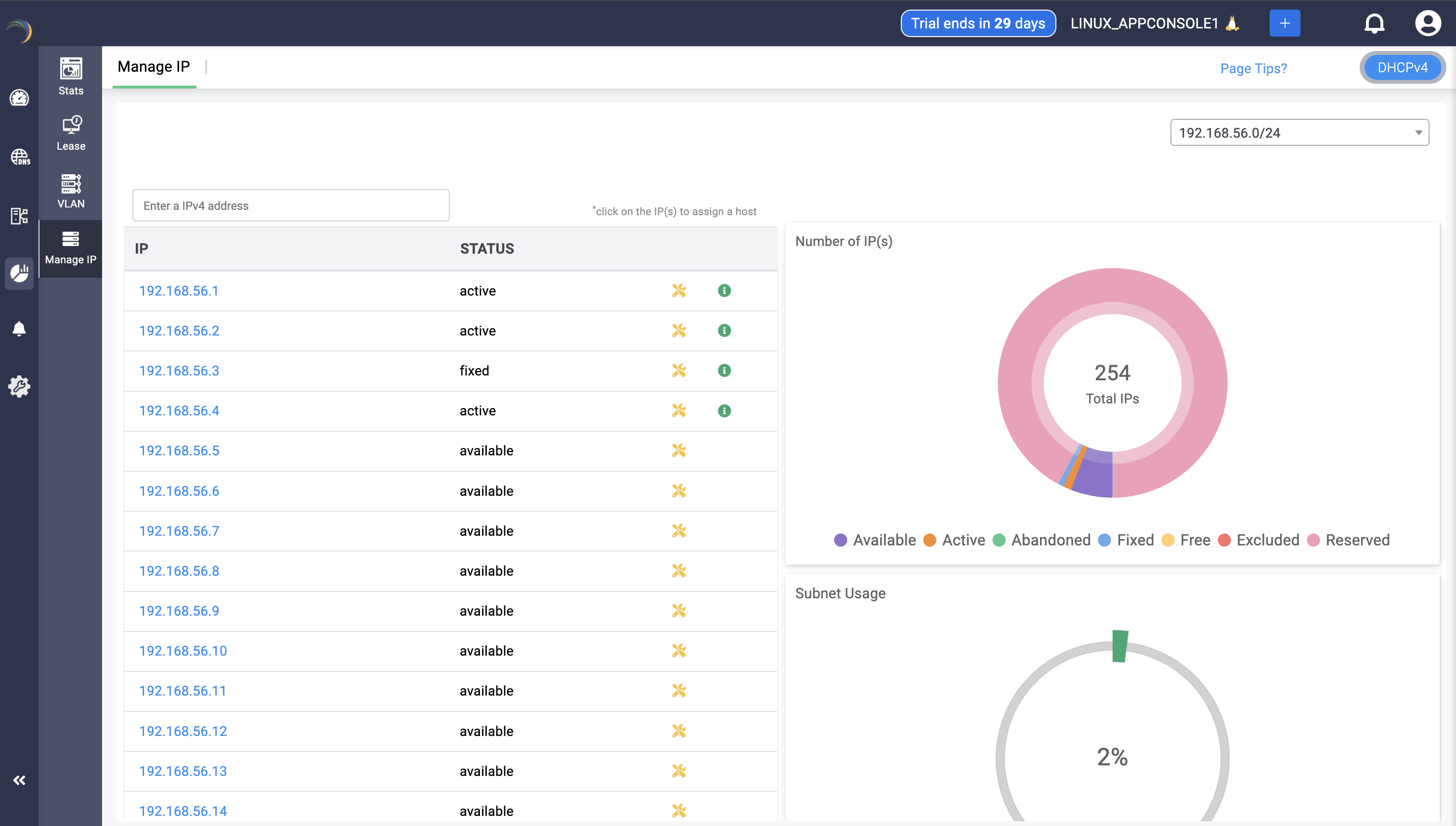 Managing Microsoft network IP address inventory